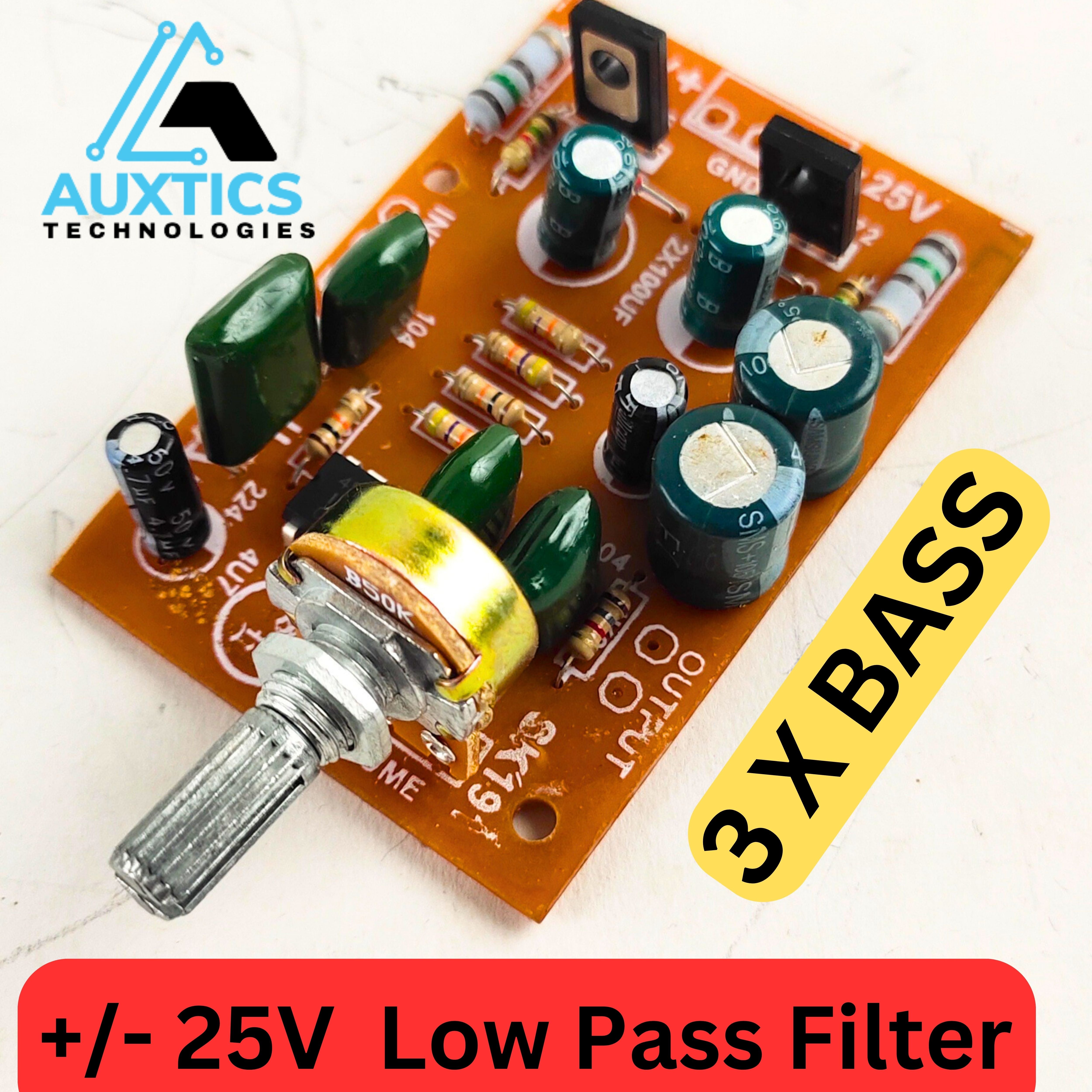 Low Pass Filter Circuit with Voltage Regulators – DC Supply – Auxtics